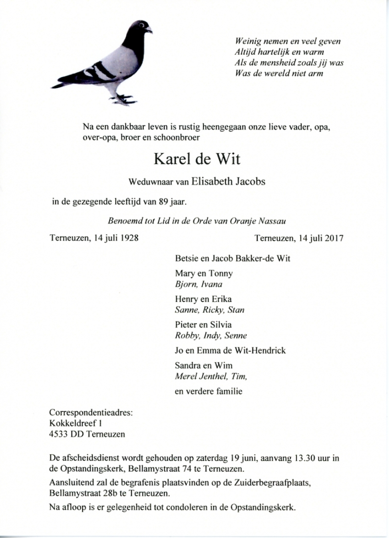 Rouwkaarten | Uitvaartverzorging de Voogt - Terneuzen - Zeeuws ...